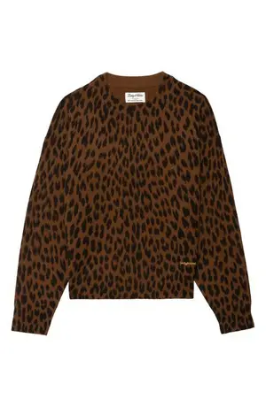 Zadig&Voltaire Soulo Leopard Print Wool & Cashmere Crewneck Sweater