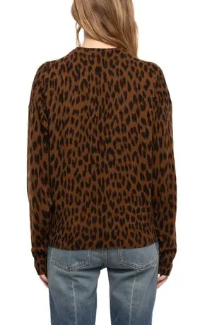 Zadig&Voltaire Soulo Leopard Print Wool & Cashmere Crewneck Sweater - Caramel