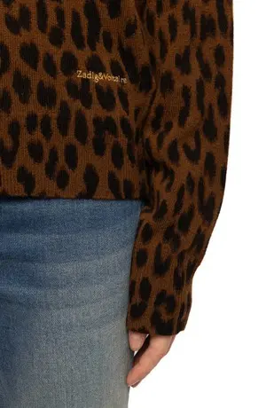 Zadig&Voltaire Soulo Leopard Print Wool & Cashmere Crewneck Sweater - Caramel