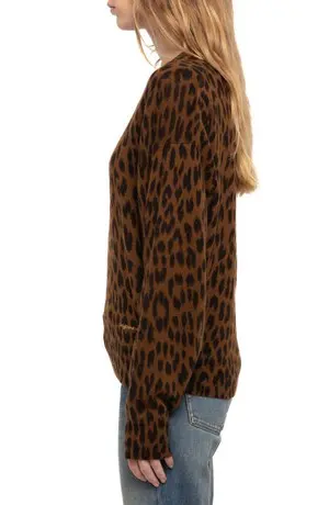 Zadig&Voltaire Soulo Leopard Print Wool & Cashmere Crewneck Sweater - Caramel