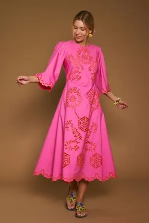 MAISON COMMON Embroidered Poplin Dress