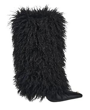 True Religion Faux Fur Trimmed Knee High Boots - Black