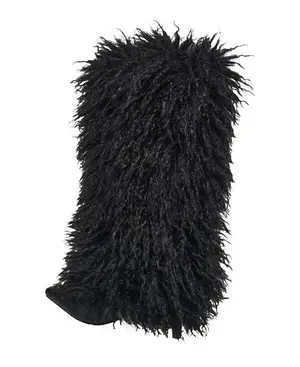 True Religion Faux Fur Trimmed Knee High Boots - Black