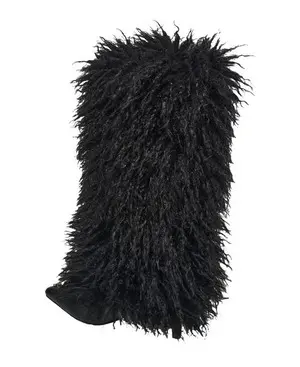 True Religion Faux Fur Trimmed Knee High Boots - Black
