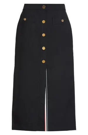 Thom Browne Button-front Wool Midi Skirt
