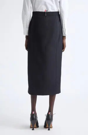 Thom Browne Button-front Wool Midi Skirt - Navy