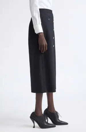 Thom Browne Button-front Wool Midi Skirt - Navy