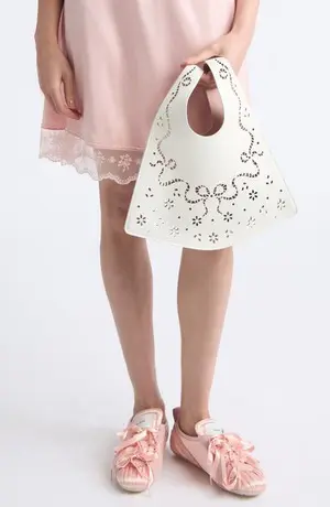 Simone Rocha Mini Lasercut Leather Shopper Bag - Cream