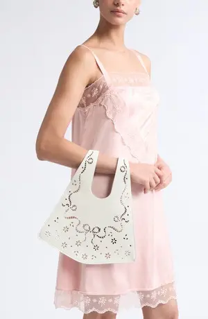 Simone Rocha Mini Lasercut Leather Shopper Bag - Cream