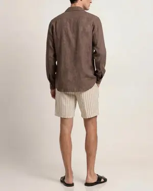 Orlebar Brown Relaxed Fit Pinstriped Linen Shorts