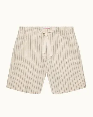 Orlebar Brown Relaxed Fit Pinstriped Linen Shorts