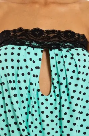 JADED LONDON Polka Dot Strapless Top With Lace Trim