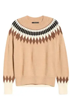 Deluc Fair Isle Raglan Sweater - Multicolor Ecru