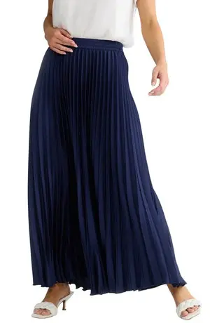 BRAVE+TRUE Pleated Maxi Skirt - Navy