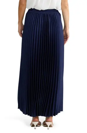 BRAVE+TRUE Pleated Maxi Skirt - Navy