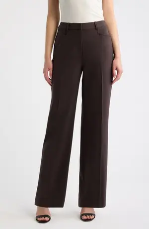 TAHARI ASL Birdseye Straight Leg Career Pants - Espresso
