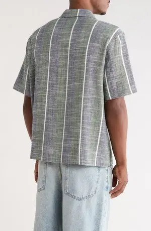 PACSUN Sunset Cotton Slub Camp Shirt - Green