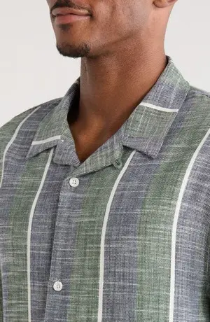 PACSUN Sunset Cotton Slub Camp Shirt - Green
