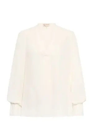 MAISON COMMON V-neck Blouse With Long Sleeves - Ecru