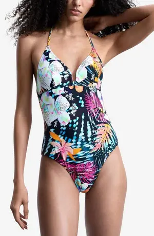 Desigual Floral Halter One-piece Swimsuit