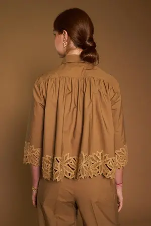 MAISON COMMON Embroidered Cotton Blouse With Patch Pockets
