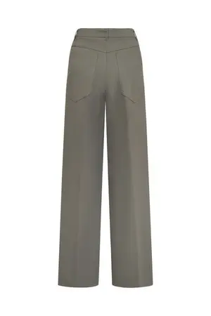 MAISON COMMON Cotton Stretch Wide Leg Trousers - Khaki