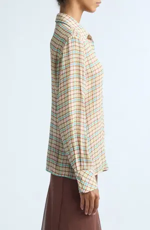 SIEDRES Lottie Check Crepe Button-up Shirt