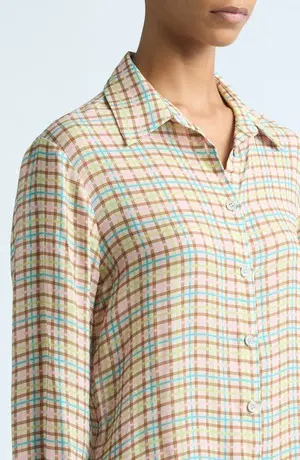 SIEDRES Lottie Check Crepe Button-up Shirt