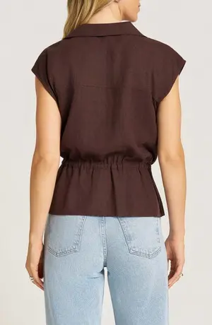 Matty M. Marani Utility Top With Zip Closure And Drawstring Waist