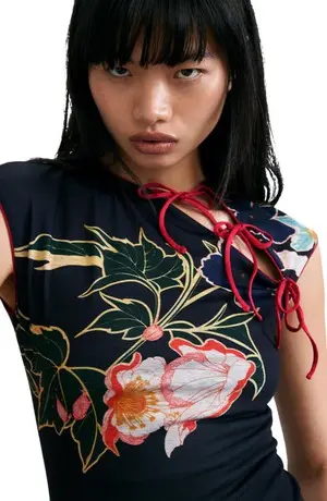 Desigual Floral Handkerchief Hem Jersey Dress