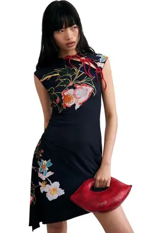 Desigual Floral Handkerchief Hem Jersey Dress