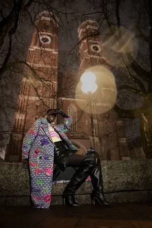 MAISON COMMON Long Tweed Jacquard Coat