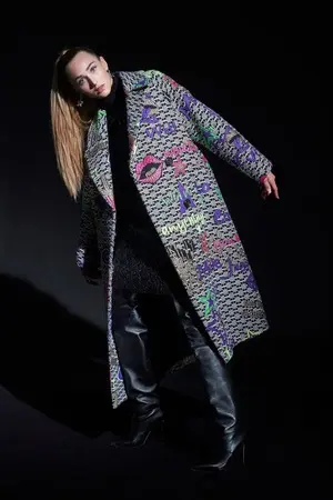 MAISON COMMON Long Tweed Jacquard Coat