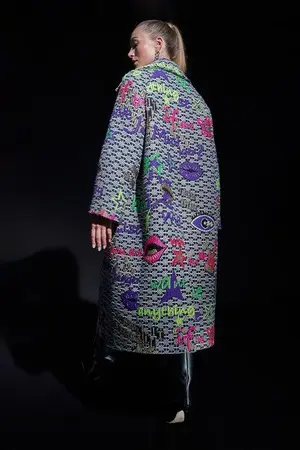 MAISON COMMON Long Tweed Jacquard Coat