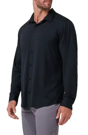 Travis Mathew The Heather Knit Button-up Shirt - Black