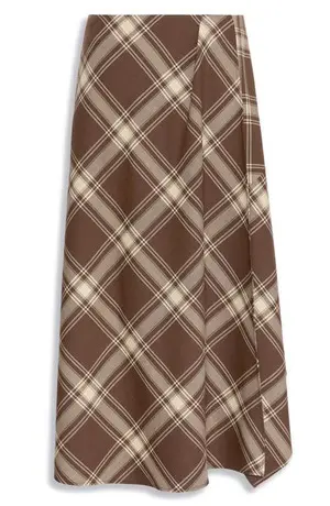 Max Mara Plaid Wool Blend Midi Skirt