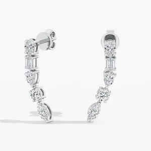 EVERLEE Multi-shape Lab-grown Diamond Ear Climbers In 14k - White Gold