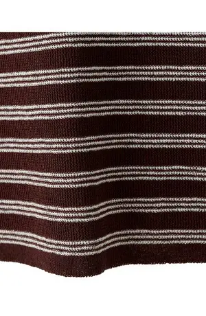 Mango Striped Ribbed Crewneck Short Sleeve Sweater