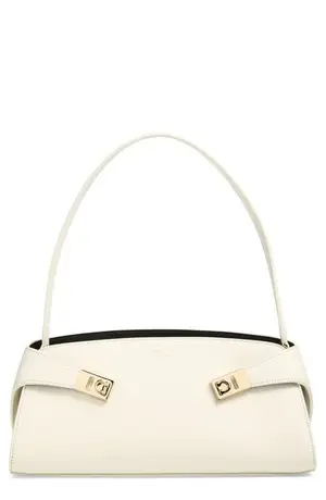 FERRAGAMO FERRAGAMO Hug East/West Leather Shoulder Bag Mascarpone