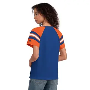 STARTER Denver Broncos Game On Notch Neck Raglan T-shirt