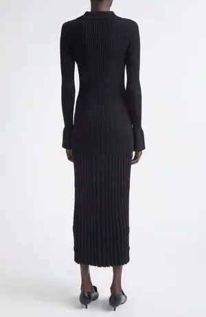 Proenza Schouler Rosario Point Collar Ribbed Midi Dress
