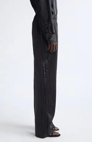 COURREGES Crinkled Satin Wide Leg Pants