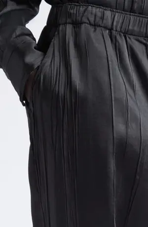 COURREGES Crinkled Satin Wide Leg Pants