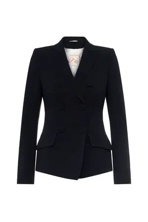 MAISON COMMON Double Breasted Travel Safe Blazer - Black
