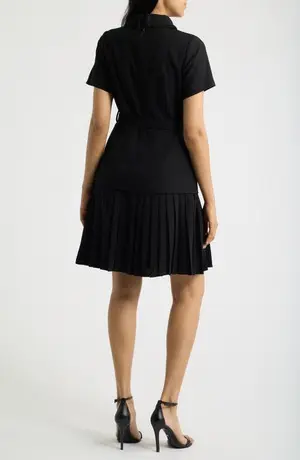 Tahari Mixed Media Shirtdress