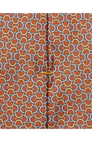 Eton Printed Silk Neck Tie - Medium Orange