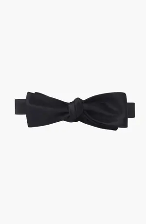 THE BLACK TUX Satin Self-tie Bow Tie - Black