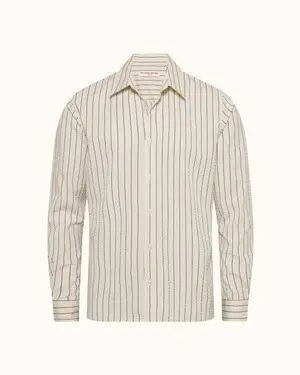 Orlebar Brown Justin Seersucker Cotton Stripe Shirt