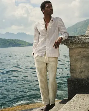 Orlebar Brown Justin Seersucker Cotton Stripe Shirt