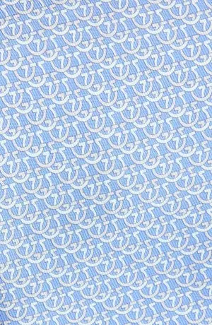 FERRAGAMO Cerchio Gancini Print Silk Neck Tie - Azzurro